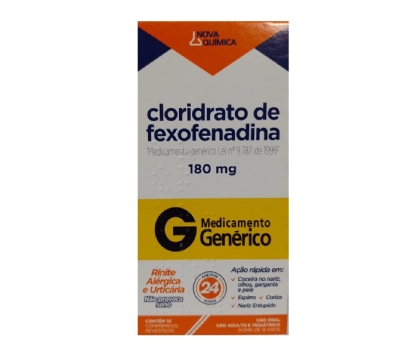 Cloridrato de Fexofenadina 180mg 10 Comprimidos Revestidos Nova Química
