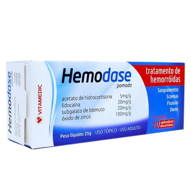 Pomada Hemodase 25g 10 Aplicadores Descartáveis Vitamedic