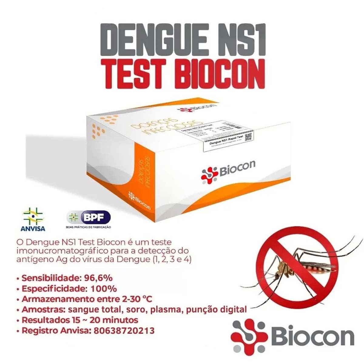 Teste Rápido Antigeno Dengue NS1 Biocon 20 Testes / Compre Aqui - Farmabem