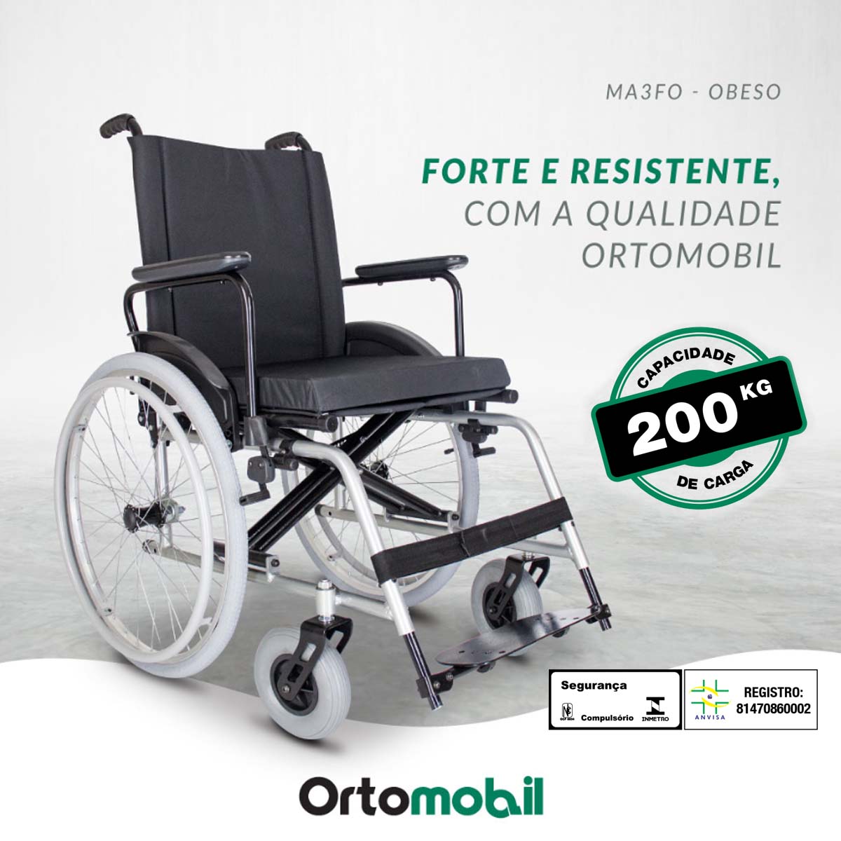 Cadeira de Rodas Dobrável 200kg MA3FO Ortomobil / Compre Aqui - Farmabem