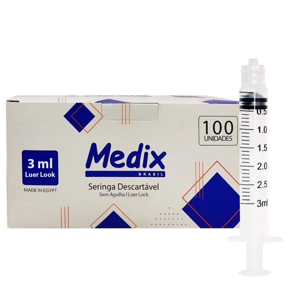 Seringa Descartável Medix 3ML Luer Lock MEDIX 100un