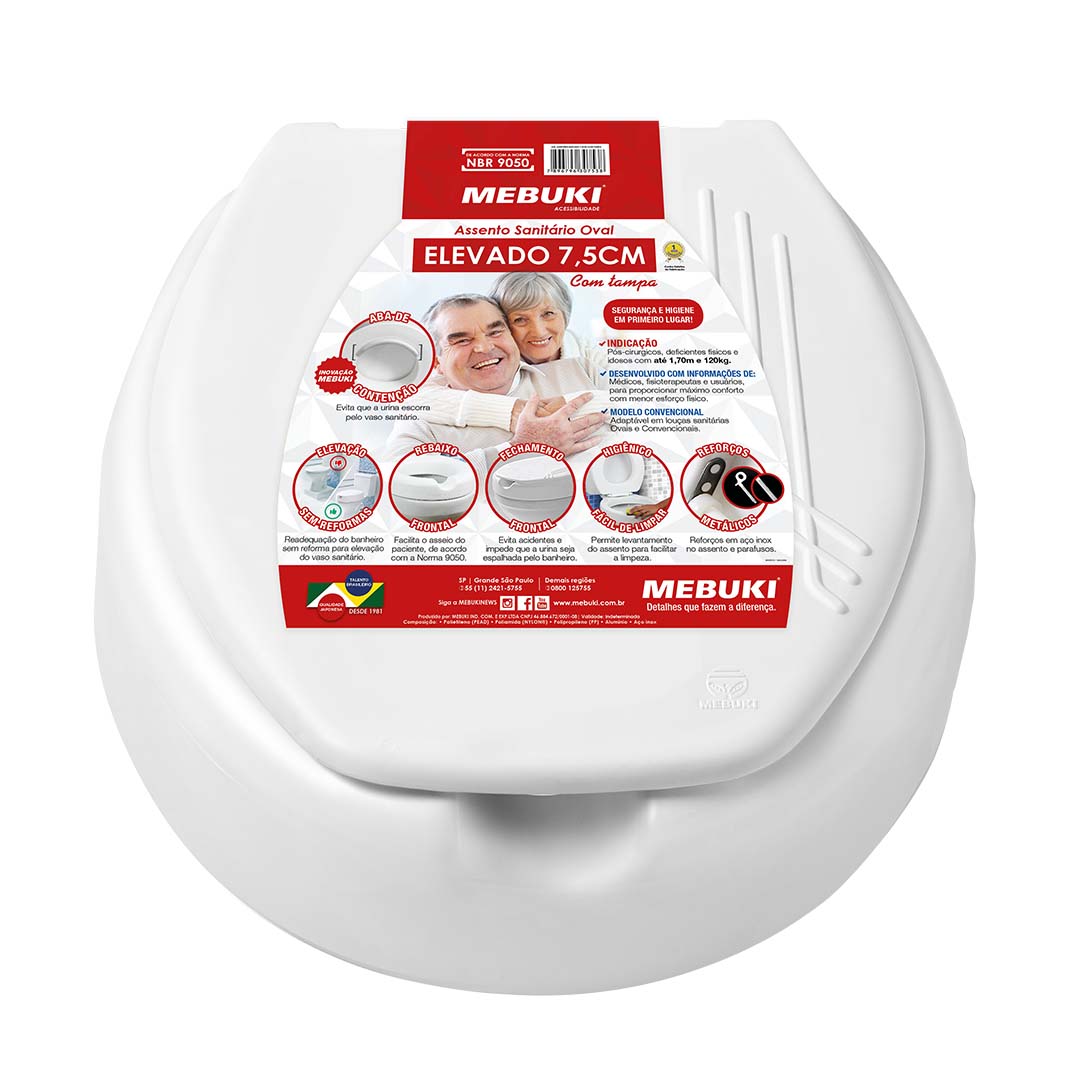 Assento Sanitário Elevado 7,5 CM Com Tampa Mebuki / Compre Aqui na ...