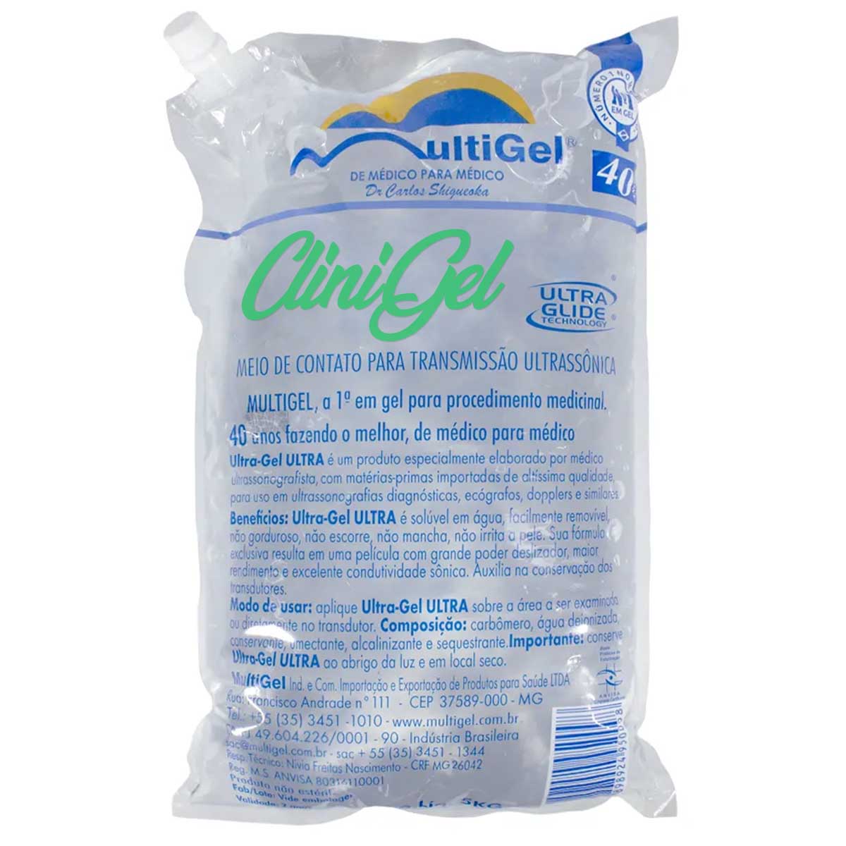 Gel Condutor ECG Ultrasson 5kg Clinigel / Compre Aqui.