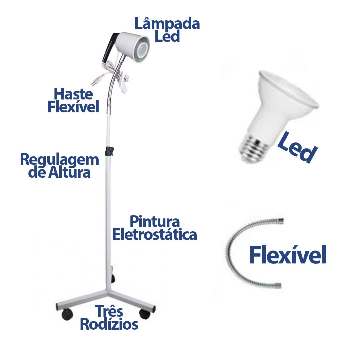 Foco Clínico Hospitalar Luz Led Refletor Ambulatorial Com Lâmpada Vagalumy