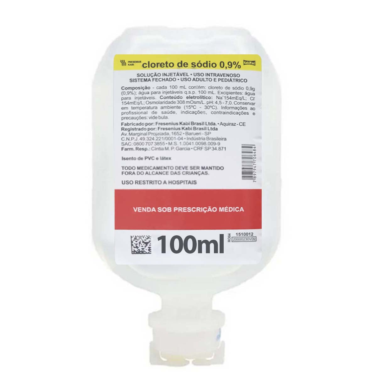 Soro Fisiológico Cloreto de Sódio 0,9% Frasco 100ml Farmace