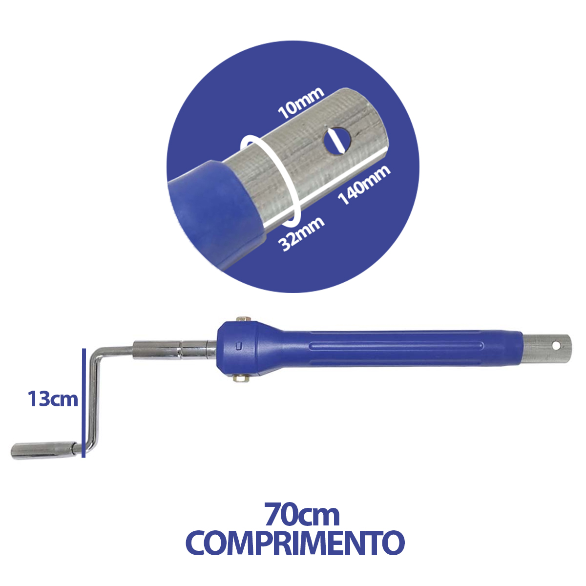 Manivela Curta de Aço Compatível com Cama DX3 Dellamed